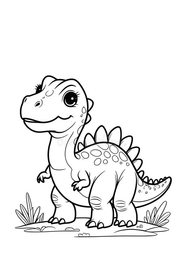 Vector Illustration of a Dinosaur Coloring Page Stock Illustration ...