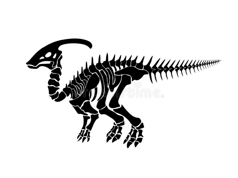 Vector Illustration with Dinosaur Skeleton Isolated on a White ...