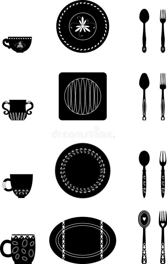 Vector Illustration of Dishes Stock Vector - Illustration of ornate ...