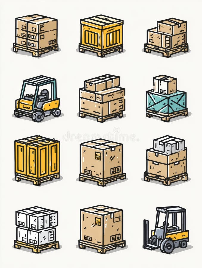 Supply Chain Warehouse Storage Icons Set Stock Photos - Free & Royalty ...