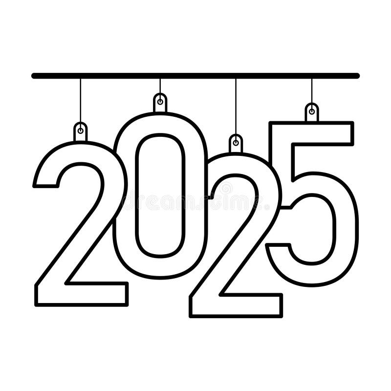 2025 Hanging Numbers Vector Illustration Stock Illustration ...