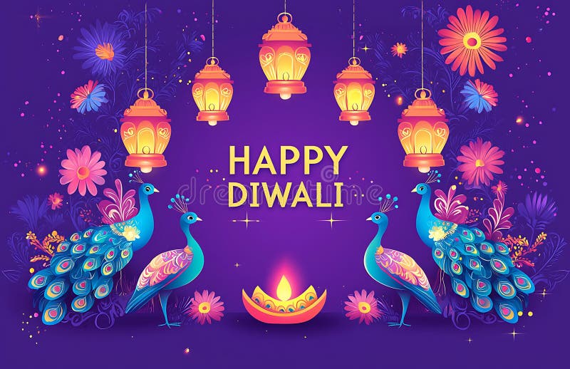 Vector Illustration of Diwali Celebration with Text Happy Diwali Stock ...