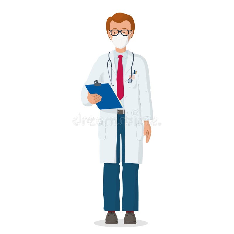 Vector Illustration Of A Doctor With Protective Mask. Professional ...