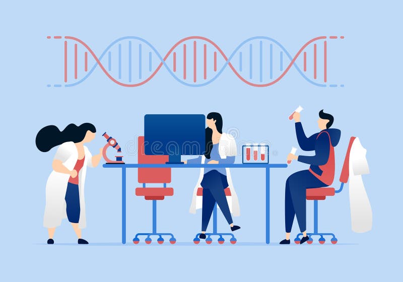 Vector Illustration of Doctors and Professors Work Together at a Table ...