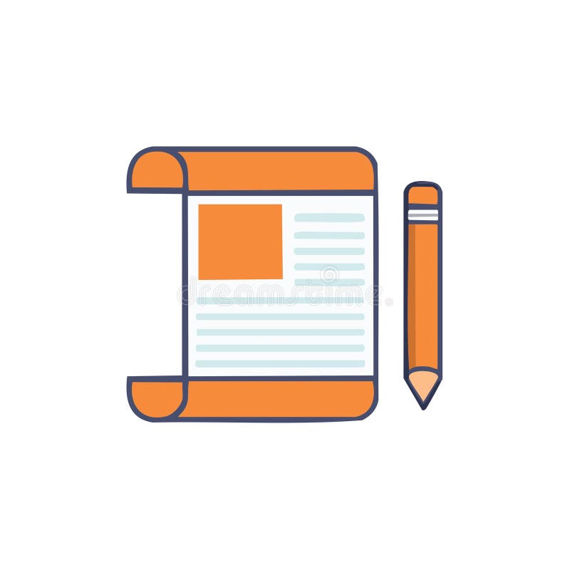 Vector Illustration of a Document and a Pencil, Representing Writing ...