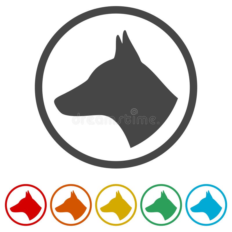 Vector Illustration of Dog Head Icons Set Stock Vector - Illustration ...