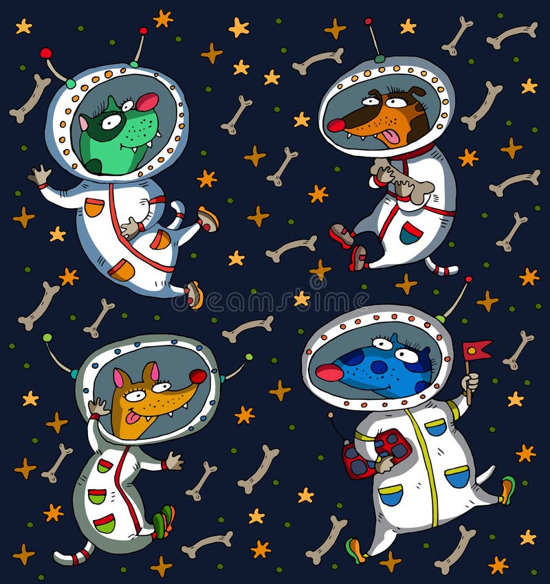 Vector Illustration of a Dogs in Space. Stock Vector - Illustration of ...