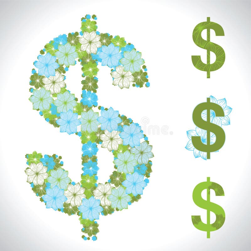 Vector Illustration of the Dollar. Flower Texture Stock Vector ...
