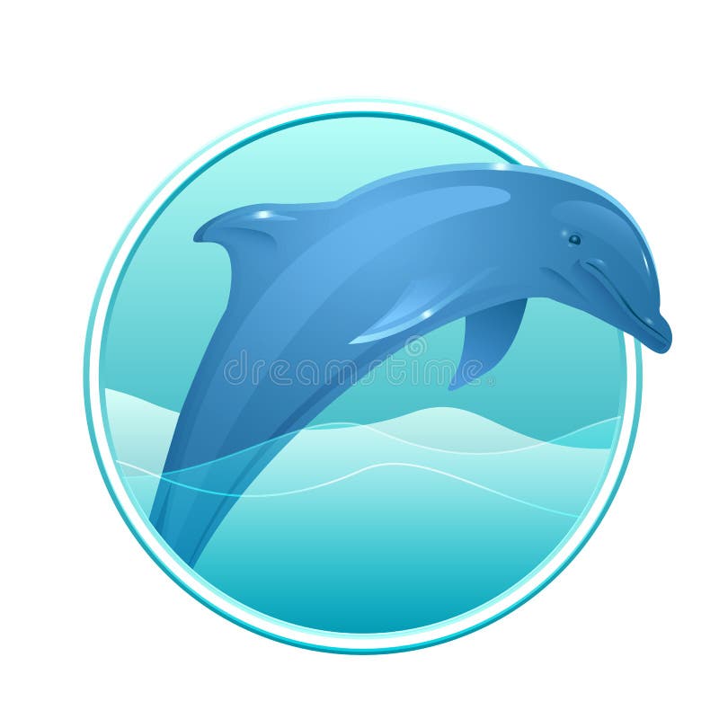 Vector Illustration of a Dolphin and Sea in the Circle Stock Vector ...