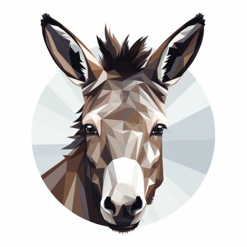 Monochrome Low Polygonal Donkey Head in Earthy Colors Stock ...
