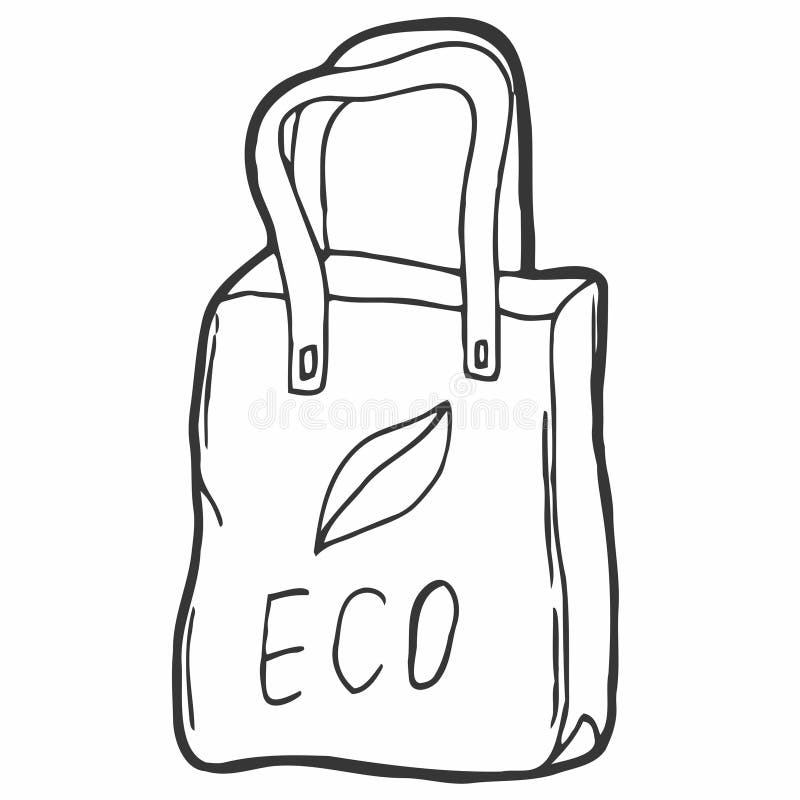 Vector Illustration of a Doodle Eco Bag. Zero Waste Stock Vector ...