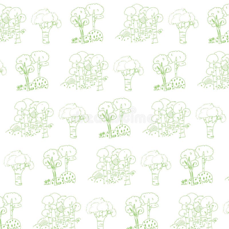 Vector Illustration of Doodle Trees Vector Pattern Background Stock ...