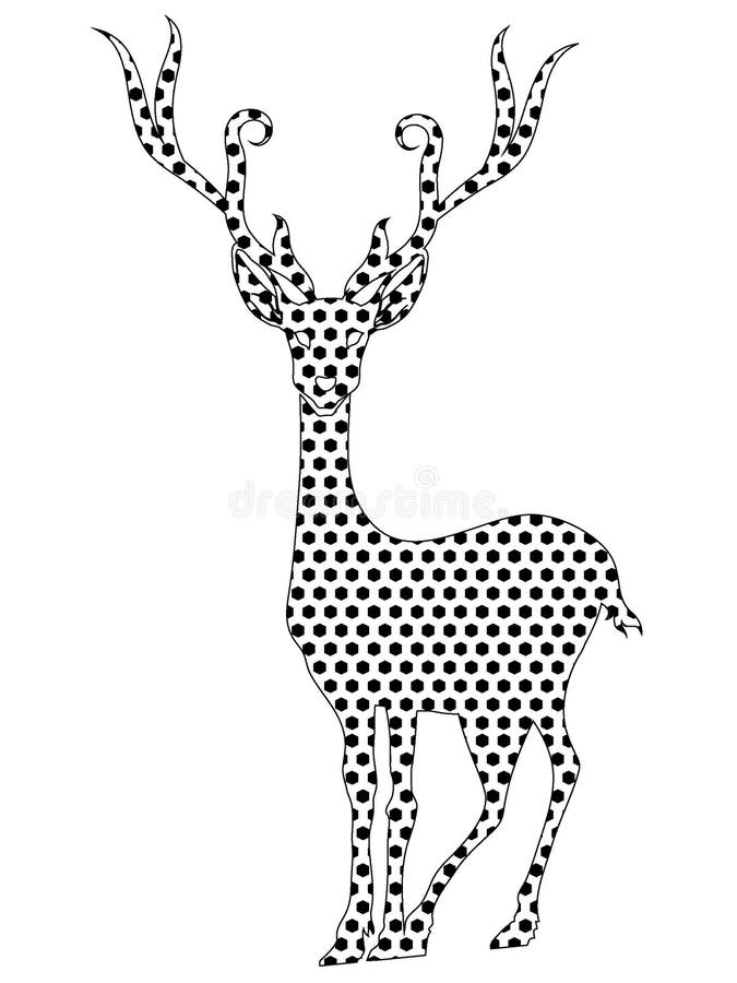 Dotted New Year Pattern of a Deer Stock Vector - Illustration of tree ...