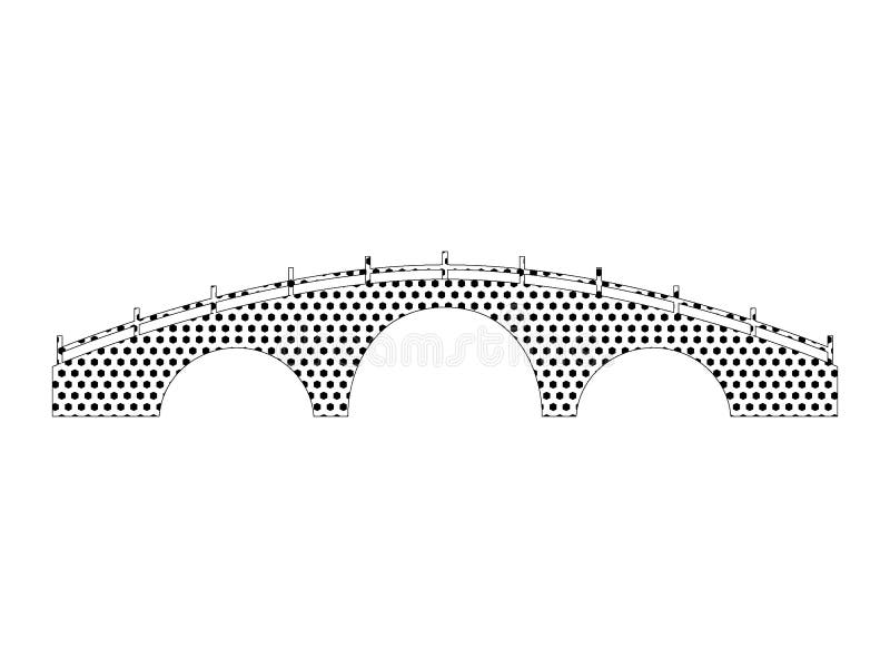 Dotted Pattern Japanese Architecture Picture of a Bridge Stock Vector ...