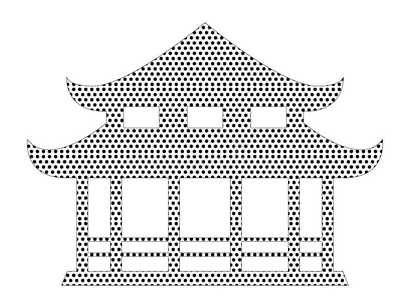 Dotted Pattern Japanese Architecture Picture of a Temple Stock Vector ...