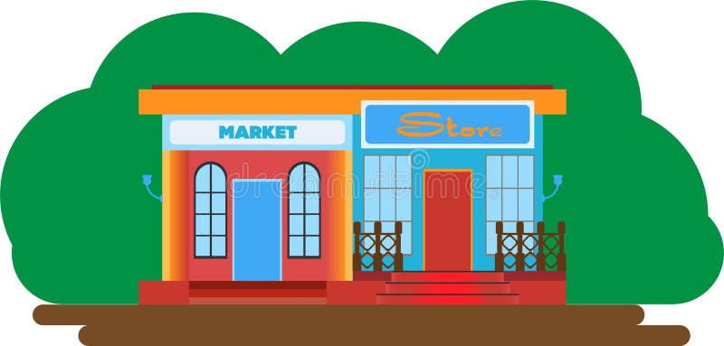 Double Store Building stock vector. Illustration of service - 117649842