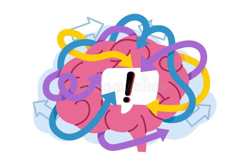 Doubt Mind because of Thinking a Lot of Things Vector Illustration ...