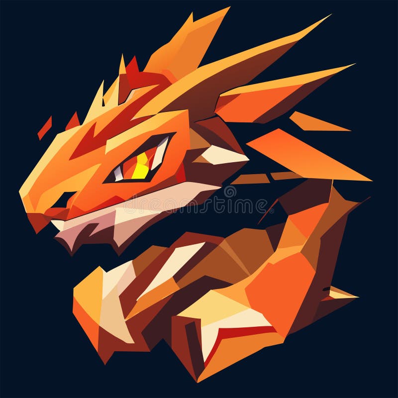 Vector Illustration of a Dragon in a Low Poly Style on a Dark ...