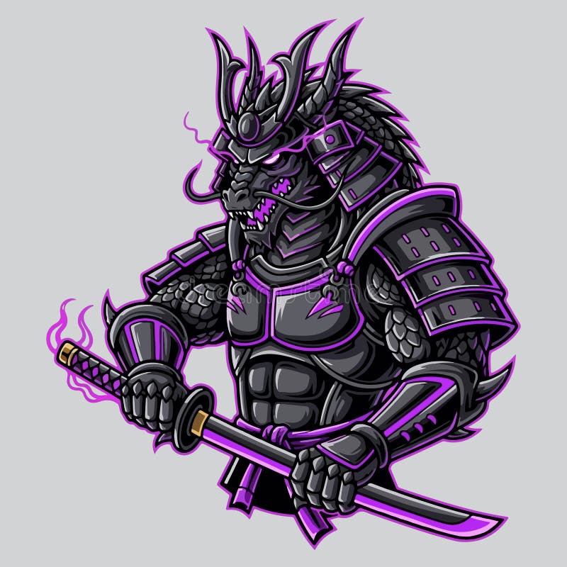 Vector Illustration of Dragon Samurai Warrior Mascot Stock Vector - Illustration of comics, mask ...