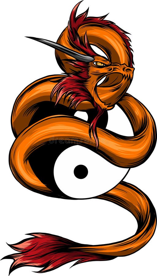 Vector Illustration of Dragon and Yin Yang Symbol Stock Vector ... Vector Illustration of Dragon and Yin Yang Symbol Stock Vector ...