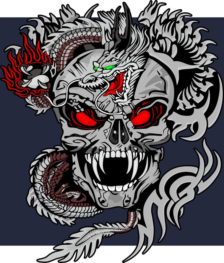 Vector Illustration Dragon Skulls Stock Vector - Illustration of marvel ...