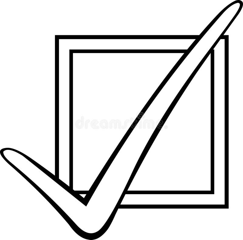 Sketch Draw Black and White Symbol Checklist or Checkmark Check Box ...