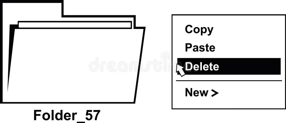Sketch Draw Black and White Symbol Pc Folder File Delete Stock Vector ...