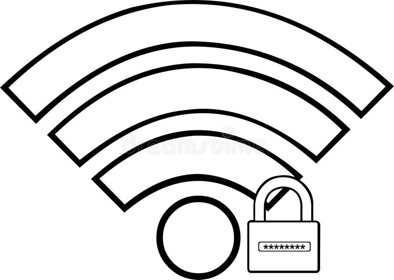 Sketch Draw Black and White Symbol Password Access Wi-fi Signal Stock ...