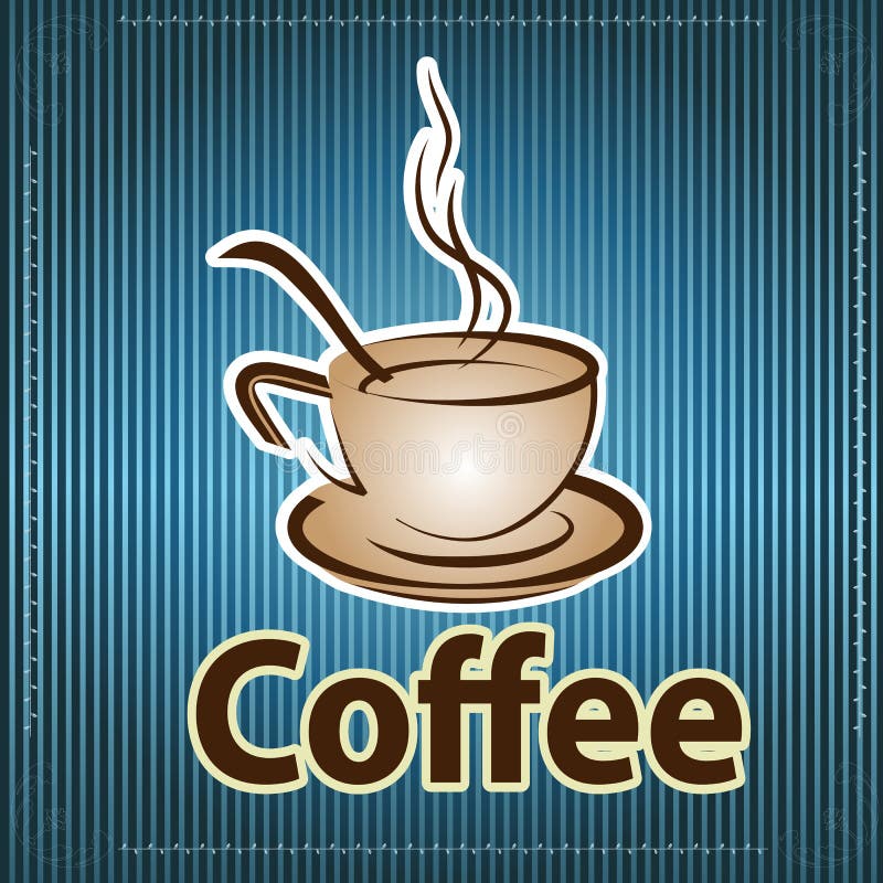 Vector Illustration of Drawing a Cup with Coffee, and a Coffee Spoon ...