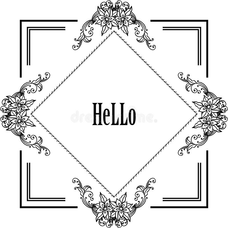 Vector Illustration Drawing Flower Frame for Card of Hello Stock Vector ...