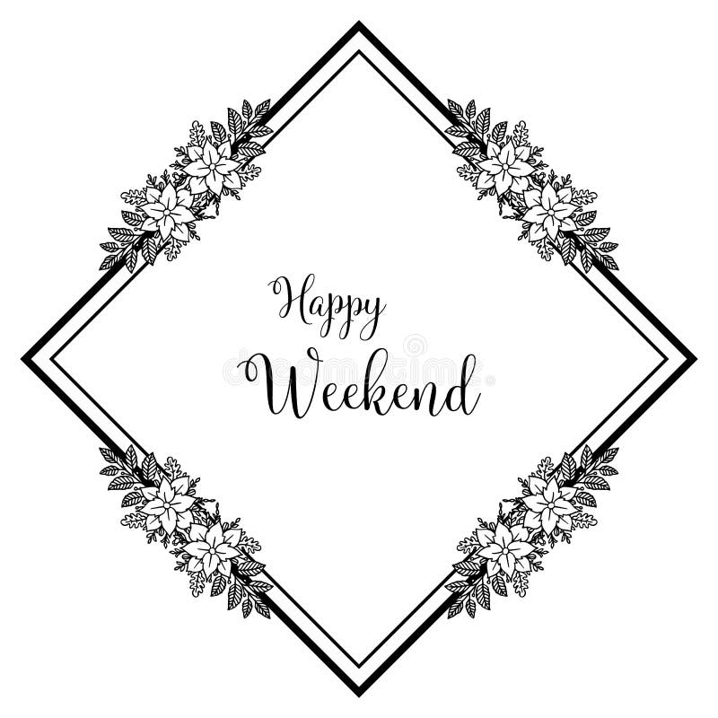 Vector Illustration Drawing Flower Frame with Writing Style Happy ...