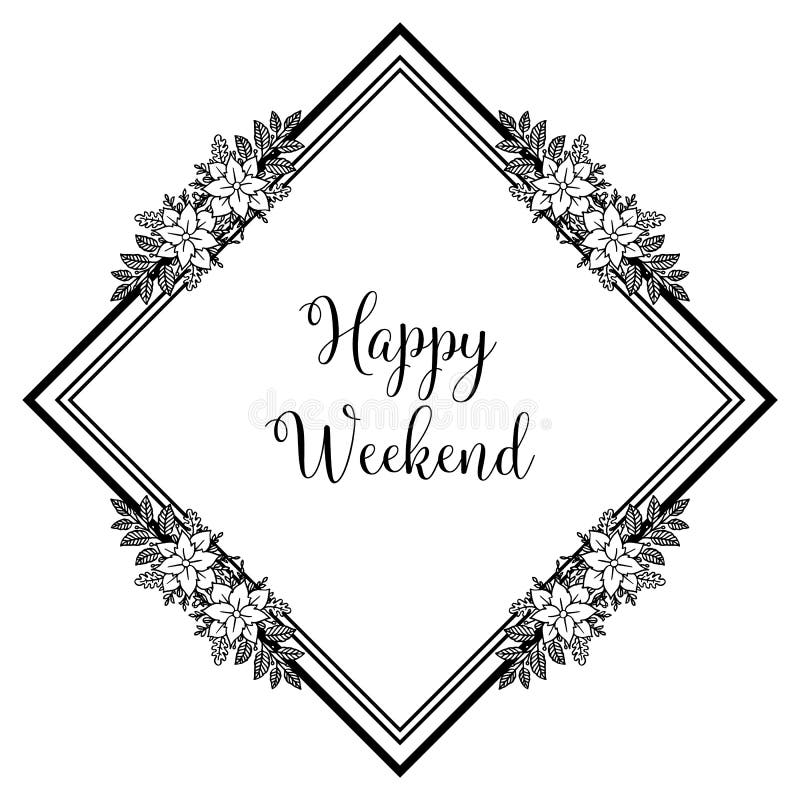 Vector Illustration Drawing Flower Frame with Writing Style Happy ...