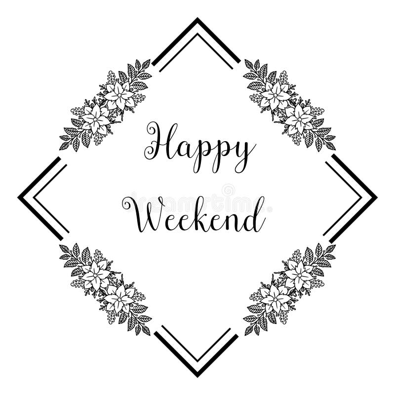 Vector Illustration Drawing Flower Frame with Writing Style Happy ...