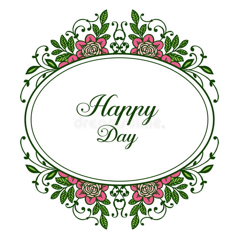 Vector Illustration Drawing Happy Day with Shape Flower Frame Stock ...