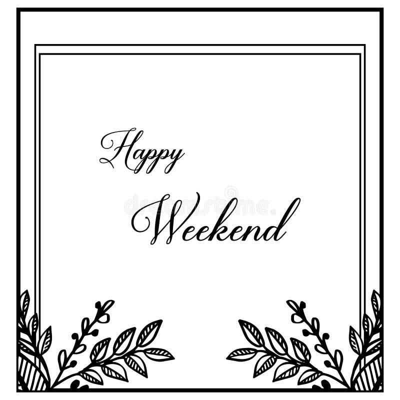 Vector Illustration Drawing Leaf Flower Frame with Lettering Happy ...