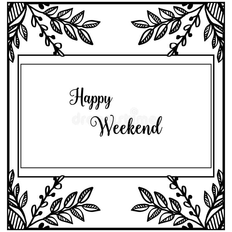 Vector Illustration Drawing Leaf Flower Frame with Lettering Happy ...