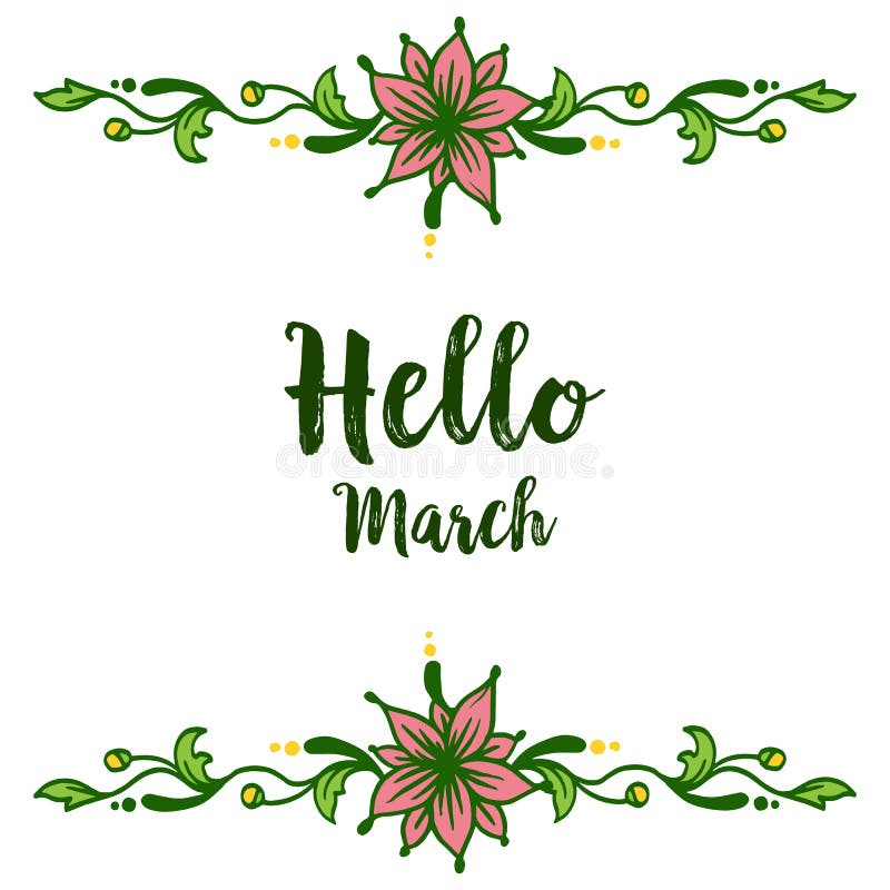 Vector Illustration Drawing Leaf Flower Frame with Writing Style Hello ...