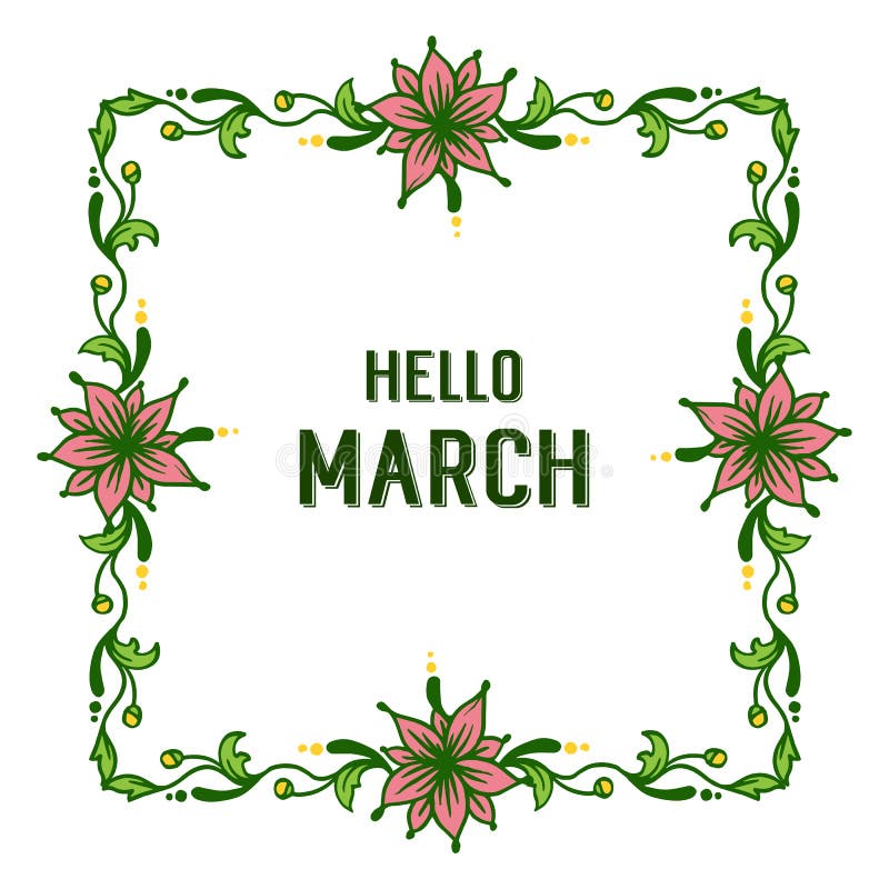 Vector Illustration Drawing Leaf Flower Frame with Writing Style Hello ...