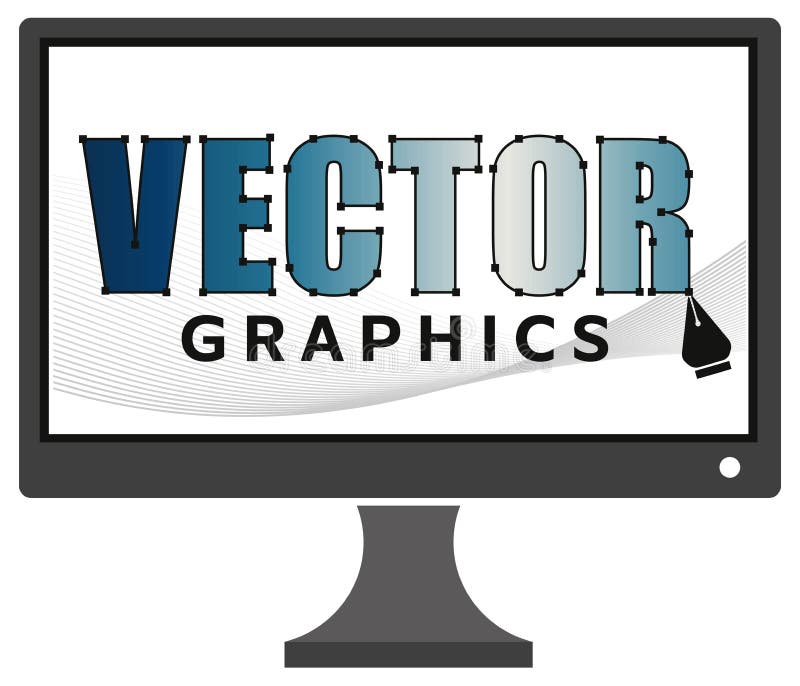 Vector Illustration Drawing Pen on Computer Screen Stock Vector ...