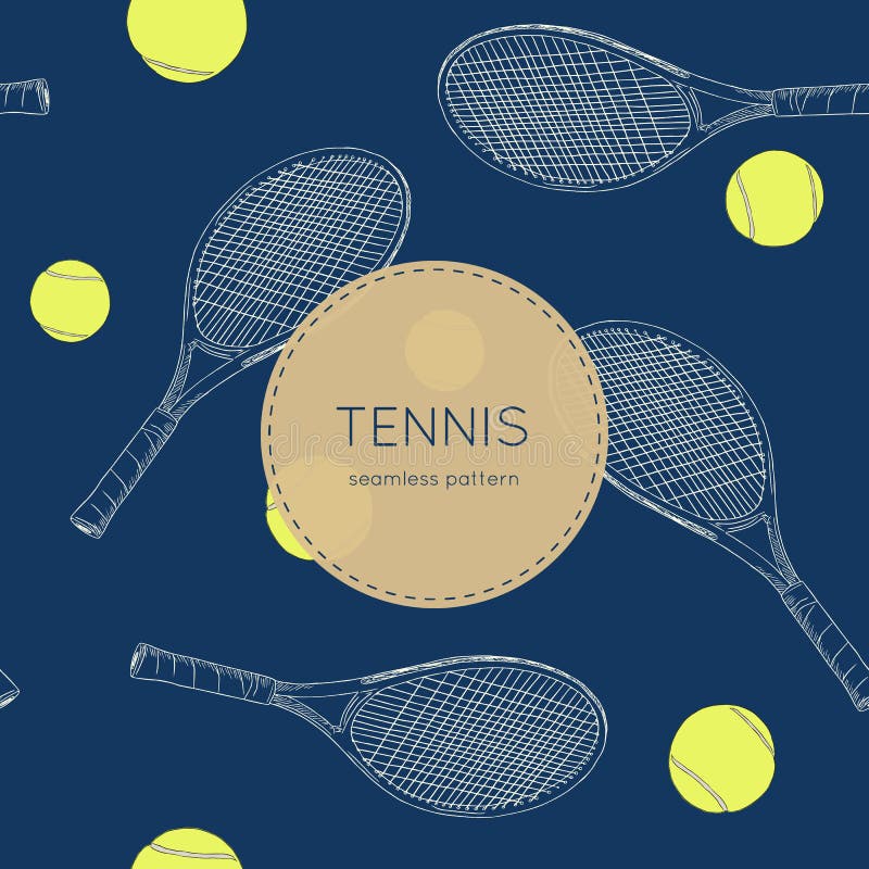 Vector Illustration of Drawing Tennis Set , Seamless Pattern. Stock ...