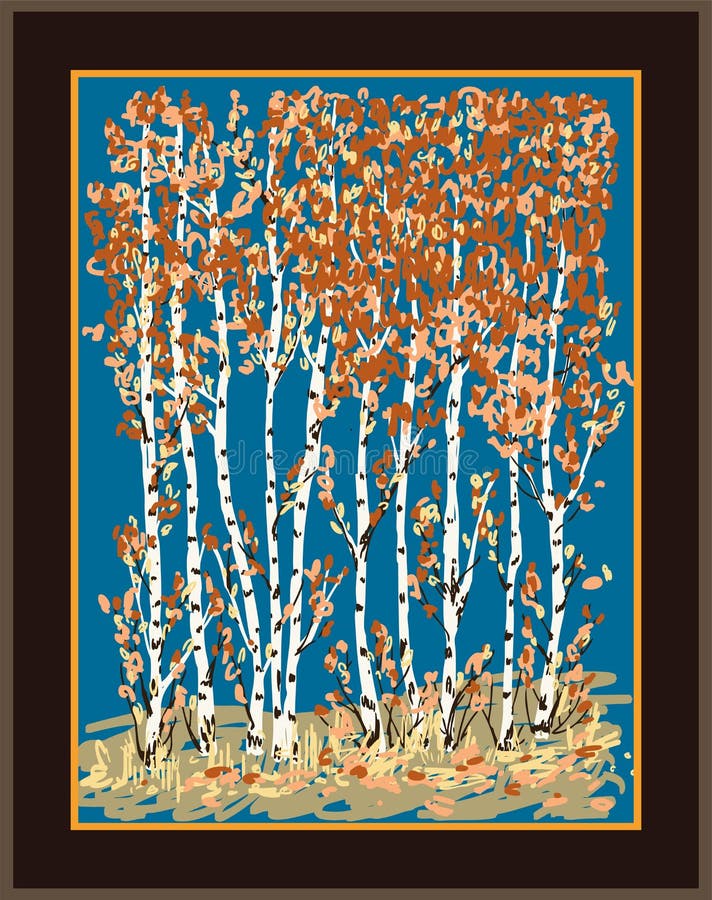 Birch grove stock vector. Illustration of twigs, landscape - 44096987