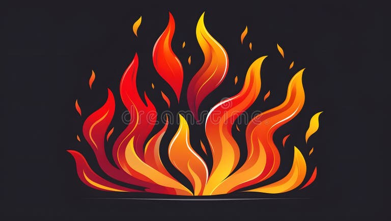Vector Illustration of Dynamic Fire Flames with Smooth Gradients and ...