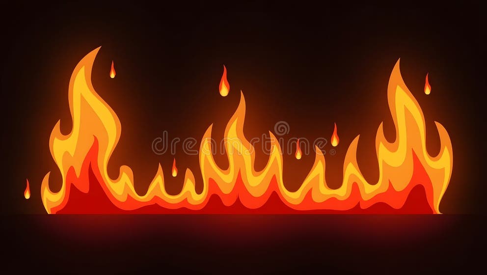 Vector Illustration of Dynamic Fire Flames with Smooth Gradients and ...
