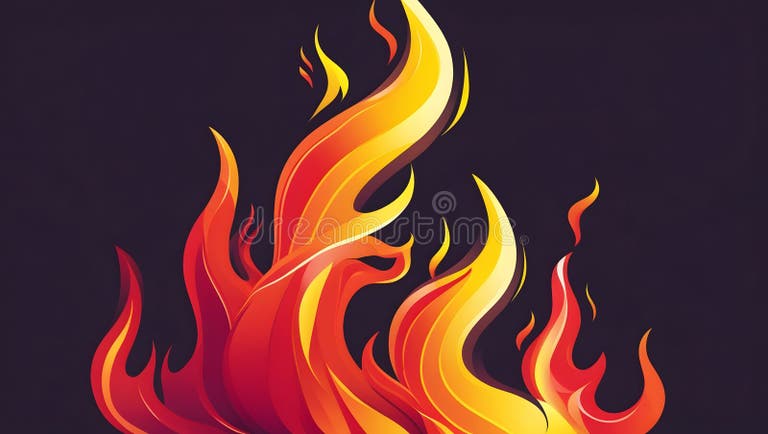 Vector Illustration of Dynamic Fire Flames with Smooth Gradients and ...