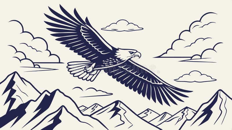 Eagle in Flight Illustration, Bird of Prey Design Vector Design ...