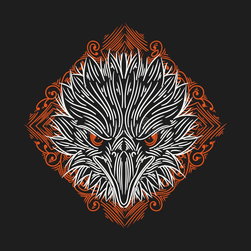 Vector Illustration Eagle Head with a Yellow Rectangular Ornament ...