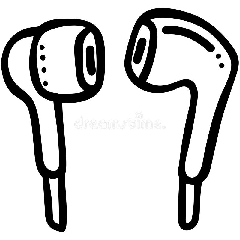 Vector Illustration Earbuds Simple Black Line Art for Tech and Music ...