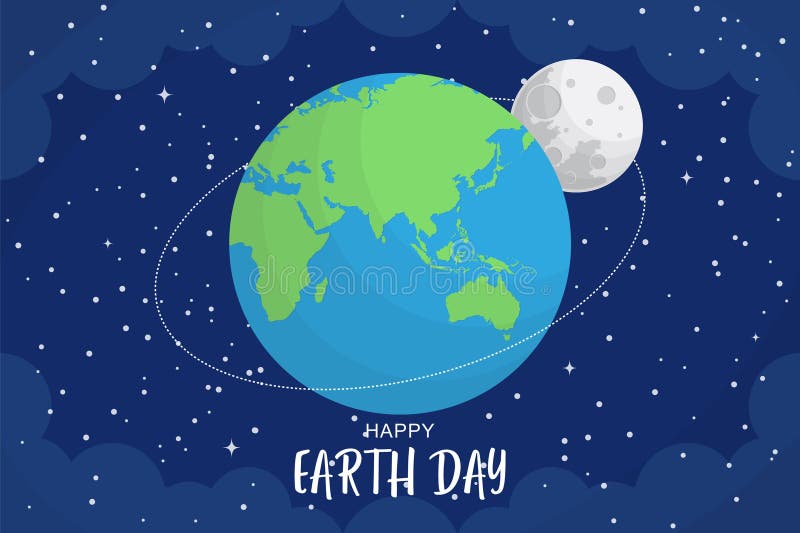 Vector Illustration of Earth with Moon Stock Vector - Illustration of ...