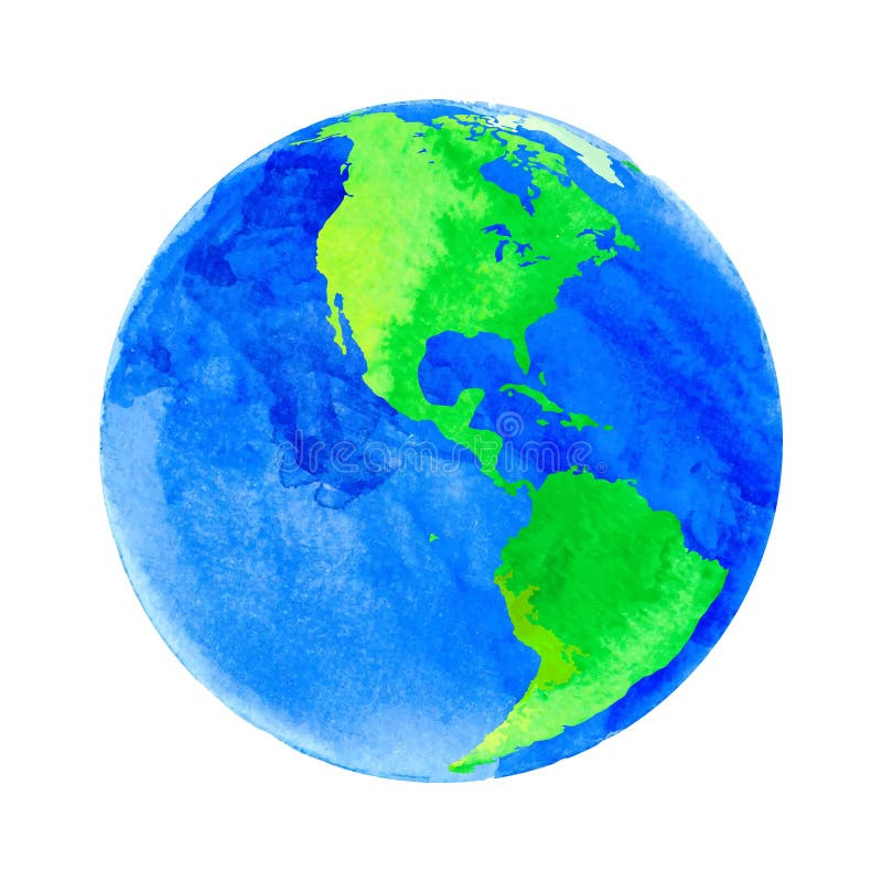 Vector Illustration Of Earth With Watercolor Texture Stock Vector ...