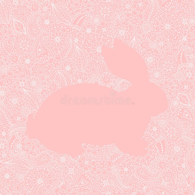 Vector Illustration of Easter Decorative Background. Pink Bunny ...